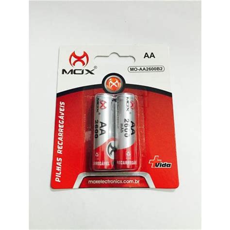 Pilha Recarregável Mox Aa 2600mah 2 Unidades Mo Aa2600b2 Media