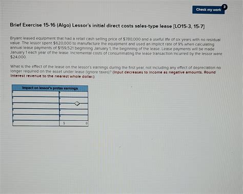 Solved Brief Exercise Algo Lessor S Initial Direct Chegg