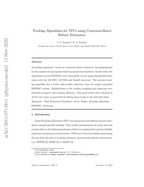 pdf tracking algorithms for tpcs using consensus based robust estimators