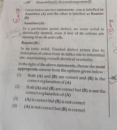 Given Below Are Two Statements One Is Labelled As Assertion A And The
