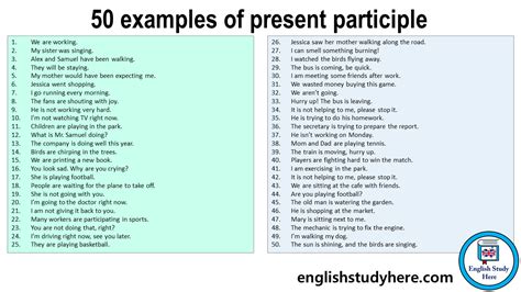 50 Examples Of Present Participle In English English Study Here