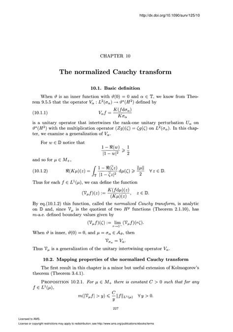 pdf the normalized cauchy transform