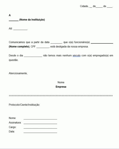 Topo 71 Foto Modelo Carta De Desligamento Br Thptnganamst Edu Vn