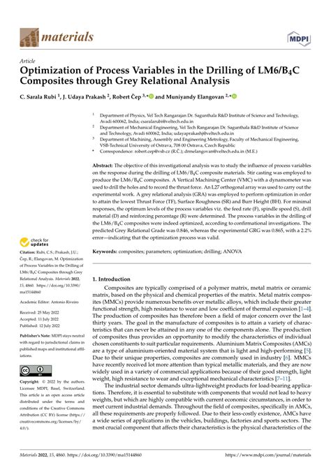 pdf optimization of process variables in the drilling of lm6 b4c composites through grey