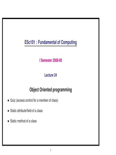 esc101 fundamental of computing object oriented programming pdf class computer