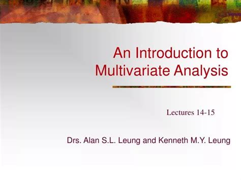 PPT An Introduction To Multivariate Analysis PowerPoint Presentation