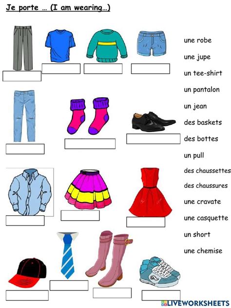 Les vetements online exercise for 4 Hojas de trabajo francés Clases