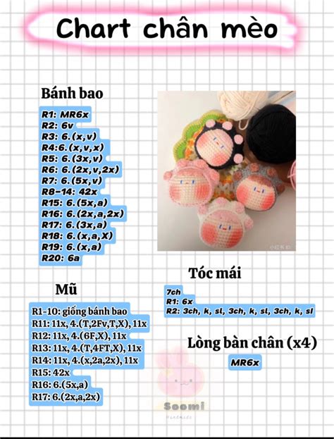 Chia sẻ chart móc len Hướng Dẫn Móc Mochi Chân Mèo Cute tải xuống file