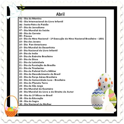 Datas Comemorativas De Abril 2024 Image To U