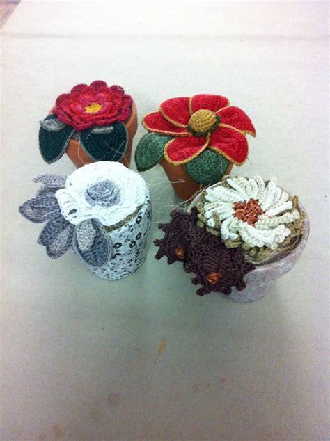 Macetas Decoradas Y Flores Crochet Facebook Tricrochet Flores