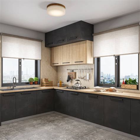 Spacious Kitchen Design With Loft Storage Livspace