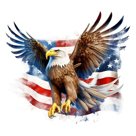 Águila calva con bandera de estados unidos día de la independencia del