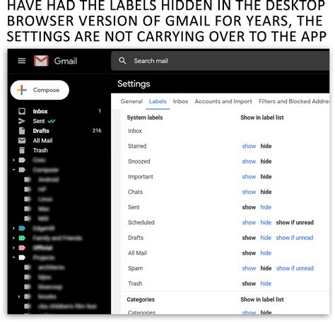 In The Gmail Mobile App How Does One Hide Recent Labels Starred