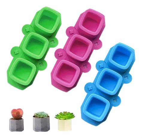 Molde Silicona Maceta Cubica Yeso Cemento Suculentas Flor3pk Cuotas