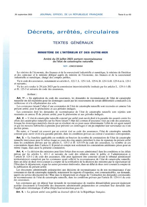 Arrêté du 23 juillet 2023 portant reconnaissance de létat de