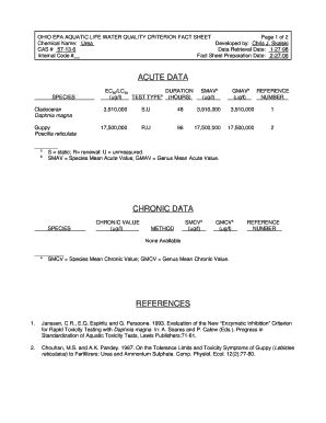 Fillable Online OHIO EPA AQUATIC LIFE WATER QUALITY CRITERION FACT