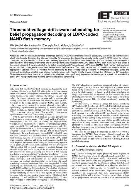 pdf threshold voltage drift aware scheduling for belief propagation decoding of ldpc coded