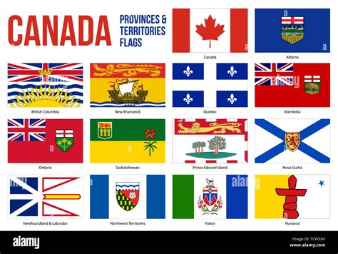 Canada All Provinces Territories Flag Vector Illustration On White