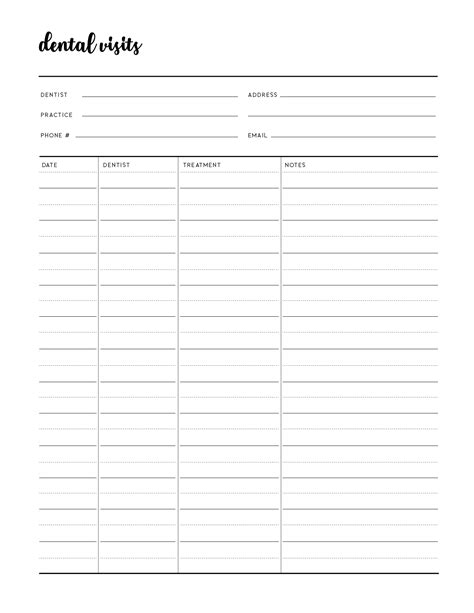 Printable Dental Lab Case Log Sheet