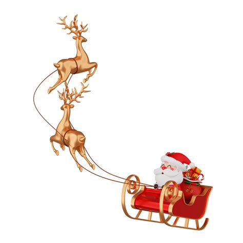 de kerstman claus Aan slee met rendier geïsoleerd 3d geven 11704221 PNG