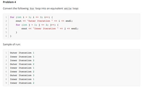 solved convert the following for loop into an equivalent