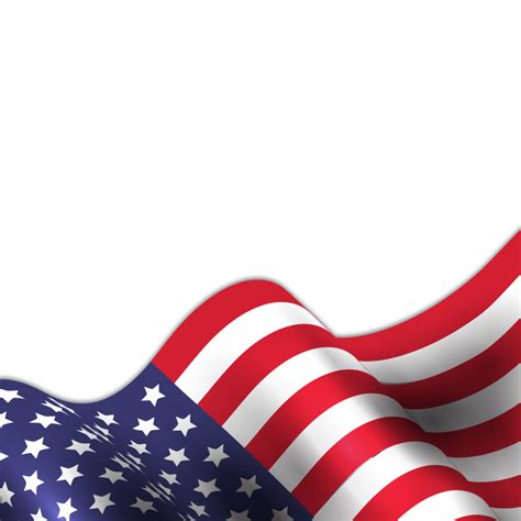 Realistic American Wavy Flag Border Frame Png