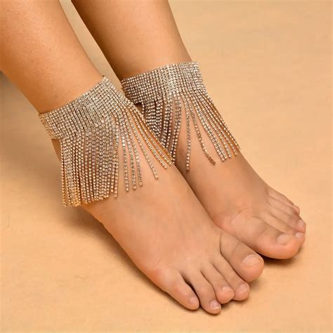 Aliexpress Buy Multilayer Rows Crystal Claw Chain Anklets Foot
