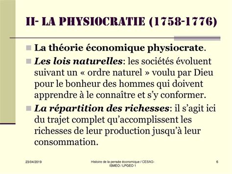 Histoire De La Pensee Economique Lpgeo Ismeo Cesag Ppt T L Charger