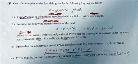 solved quantum field theory 1 q1 consider the complex scalar free field given by the following