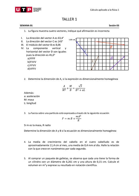 S01 s3 Ejercicios Cálculo aplicado a la física 1 TALLER 1 SEMANA 01