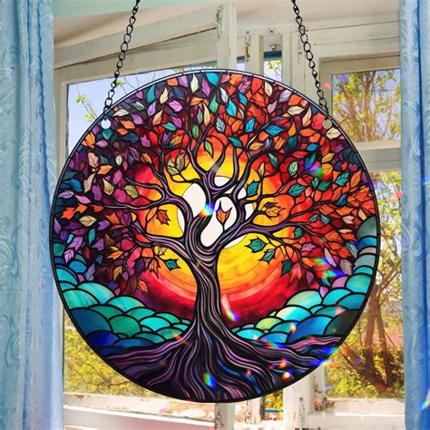 Sonnenf Nger Acryl H Ngebaum Des Lebens Fenster Wandbehang Ornament