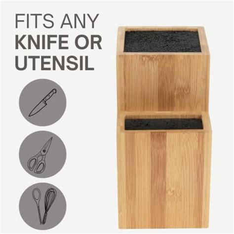 Mantello Knife Block Universal Knife Holder Bamboo Wood Kitchen Knife