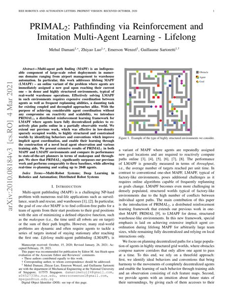 pdf primal2 pathfinding via reinforcement and imitation multi agent learning lifelong