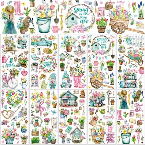 Amazon Geyoga 10 Sheets Spring Rub On Transfers For Crafts And