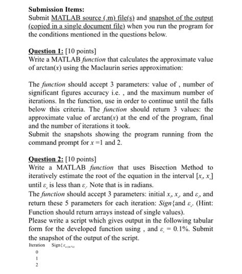 solved submission items submit matlab source m file s
