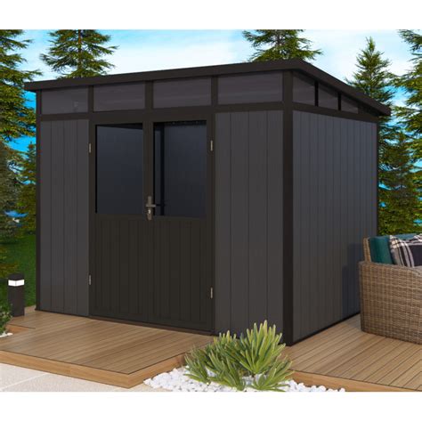 Abri en composite Winston anthracite 6 69m² porte alu Woodlife Garden