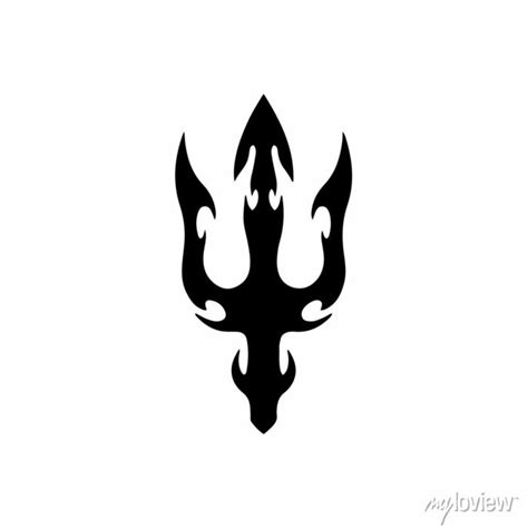 Trident Symbol Logo Tribal Tattoo Design Stencil Vector Illustration