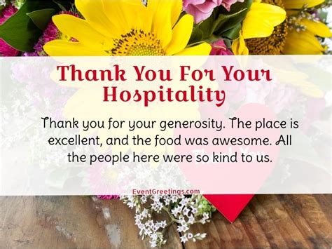 55 Amazing Thank You For Your Hospitality Messages Events Greetings
