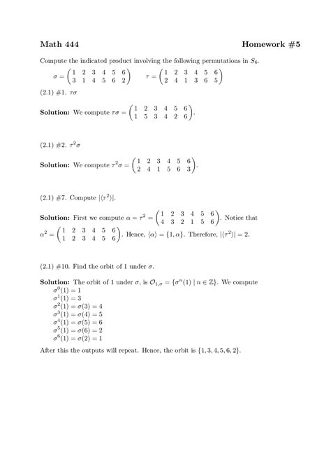 solved questions for assignment 5 introduction abstract algebra i math 444 docsity