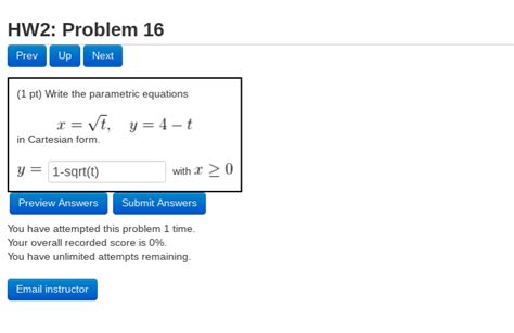 solved write the parametric equations x sqrt t y 4 t in