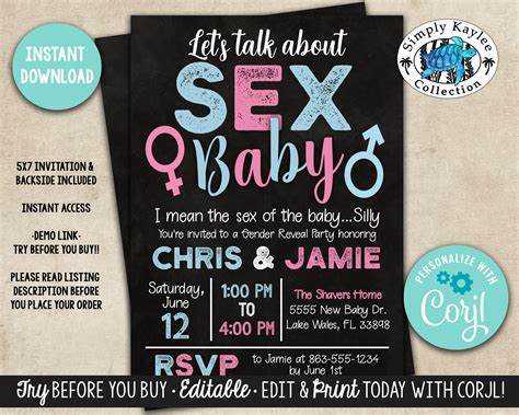 Funny Gender Reveal Party Invitation Team Pink Or Blue Etsy