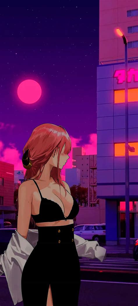 Download Aesthetic Sexy Anime Girl Magenta Wallpaper