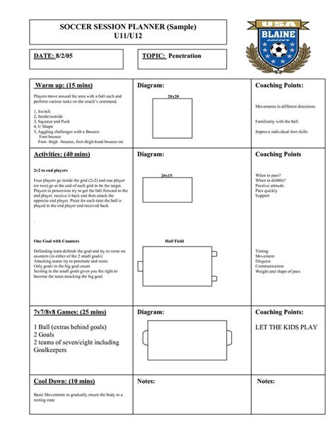 Soccer Training Session Plan Template Best Of Soccer Practice Planner