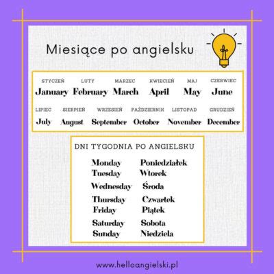Miesiące po angielsku nazwy z WYMOWĄ po angielsku Hello Angielski