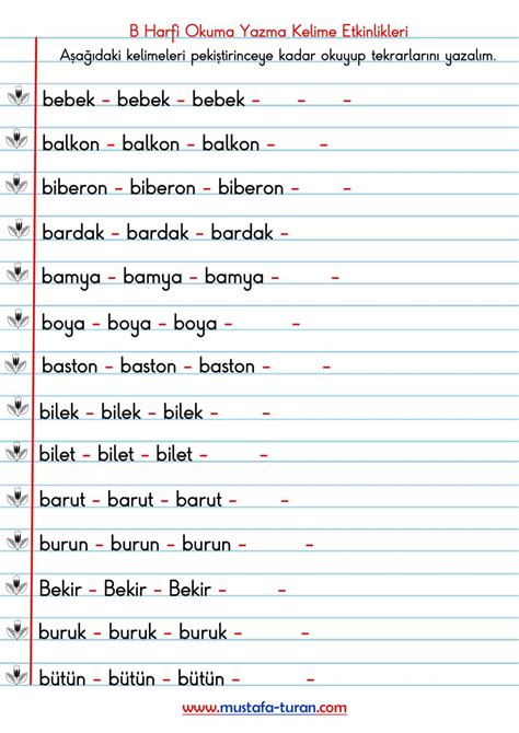 B b Sesi İlk Okuma Yazma Etkinlikleri