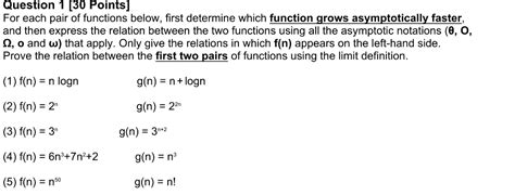 solved question 1 [30 points] for each pair of functions
