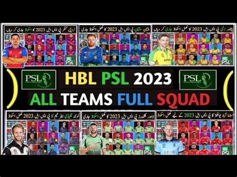 PSL 2023 All Teams Squad All Teams Final Squad Psl 2023 Pakistan