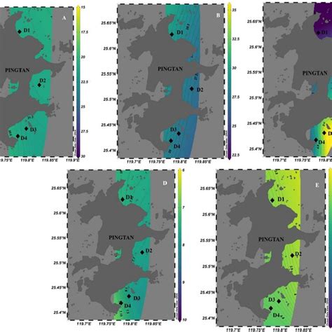 Variations In Seawater Temperature OC A Salinity Psu B Wind