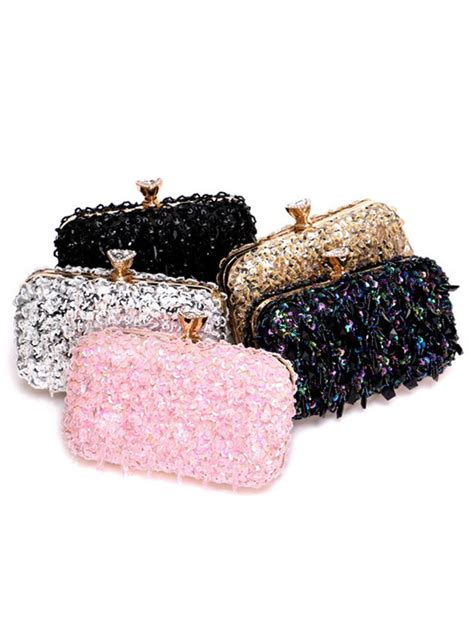 Sequins Bead Decor Women Clutch Bag