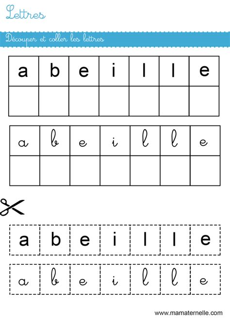 Lettres découper et coller les lettres Ma Maternelle